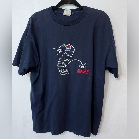 Jerzees | Shirts | Vintage Pepsi Calvin Peeing On Coca Cola Xl ...